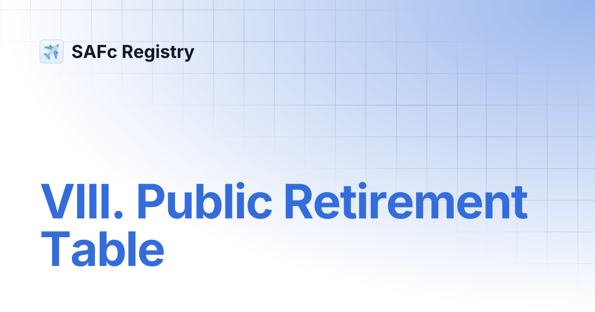 VIII. Public Retirement Table | SAFc Registry
