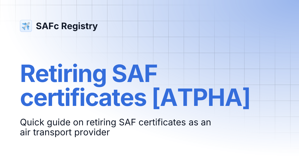 Retiring SAF certificates [ATPHA] | SAFc Registry